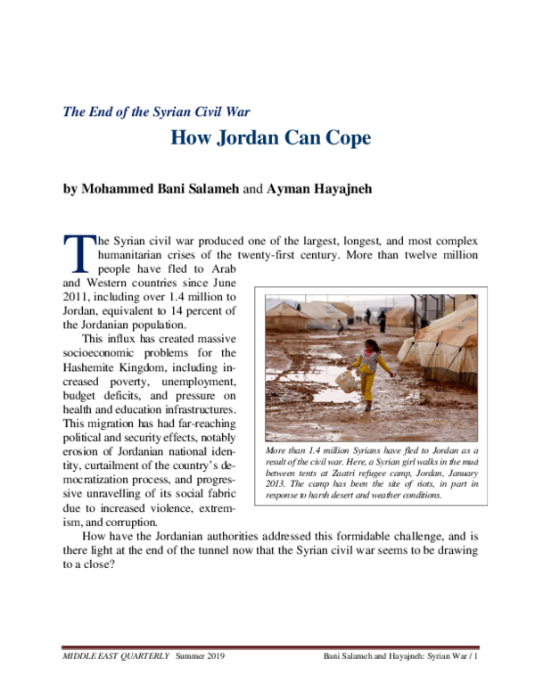 (PDF) The End of the Syrian Civil War How Jordan Can Cope