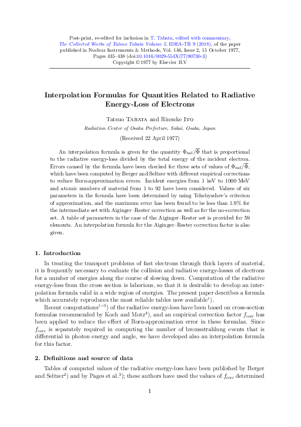 (PDF) Interpolation formulas for quantities related to radiative energy ...