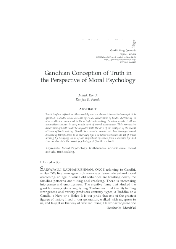 (PDF) Gandhian Conception of Truth Gandhian Conception of Truth in the ...