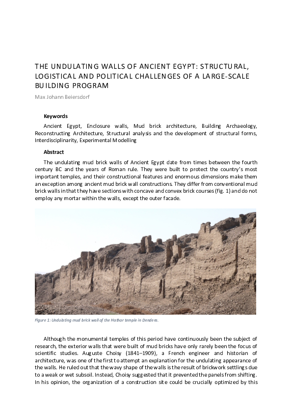 (PDF) THE UNDULATING WALLS OF ANCIENT EGYPT: Structural, logistical and ...