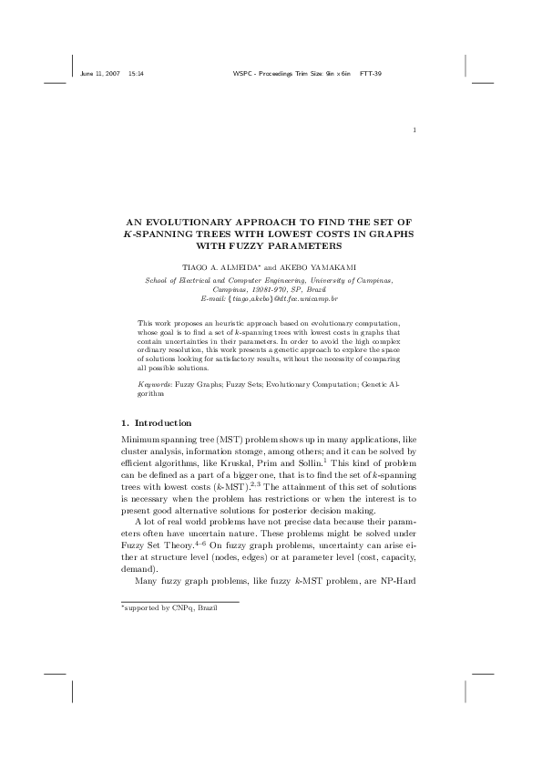 (PDF) An Evolutionary Approach to Find the Set of K -Spanning Trees with Lowest Costs in Graphs ...