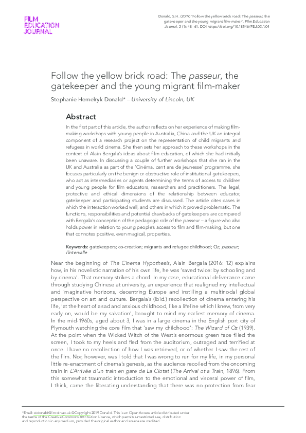 (PDF) Follow the Yellow Brick Road