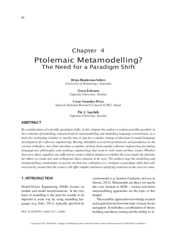 (PDF) Ptolemaic Metamodelling? The Need for a Paradigm Shift