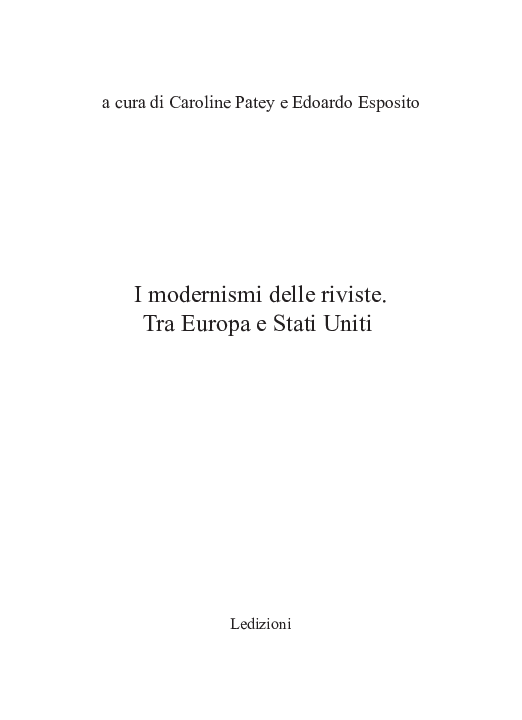 (PDF) Modernismo e modernisti nelle riviste fasciste, in Journals and ...