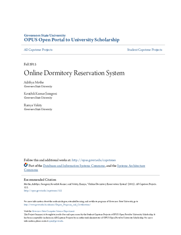 (PDF) Online Dormitory Reservation System Part of the Databases and ...