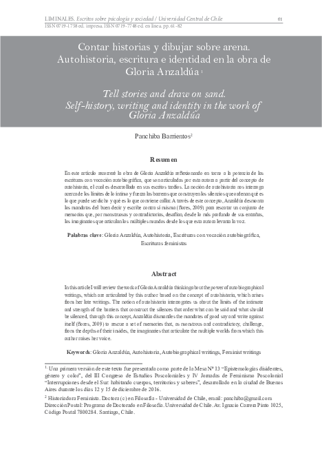 (PDF) Contar historias y dibujar sobre arena. Autohistoria, escritura e ...