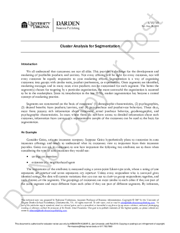 (PDF) Cluster Analysis for Segmentation