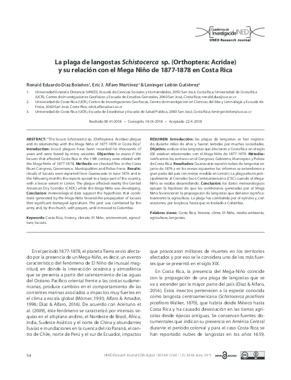 (PDF) La plaga de langostas Schistocerca sp. (Orthoptera: Acridae) y su ...