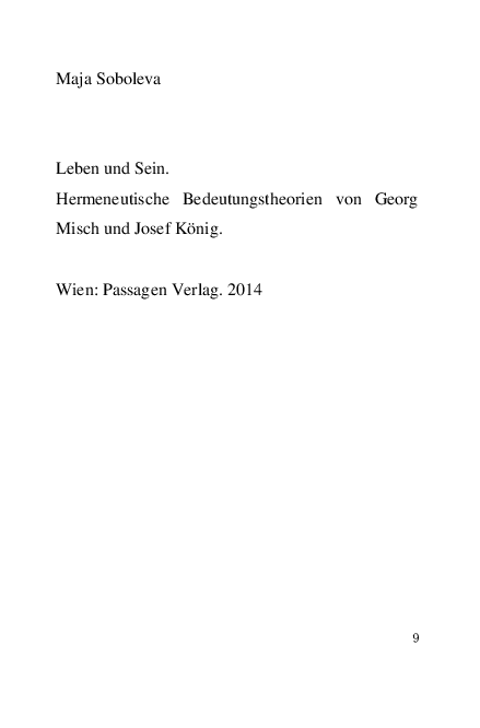 (PDF) Leben und Sein: Hermeneutische Bedeutungstheorien von Georg Misch ...