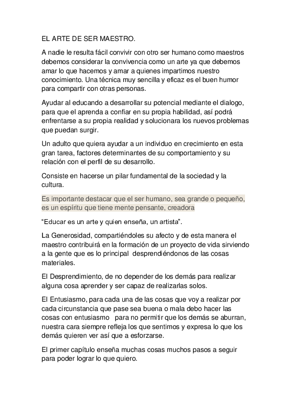 (DOC) EL ARTE DE SER MAESTRO