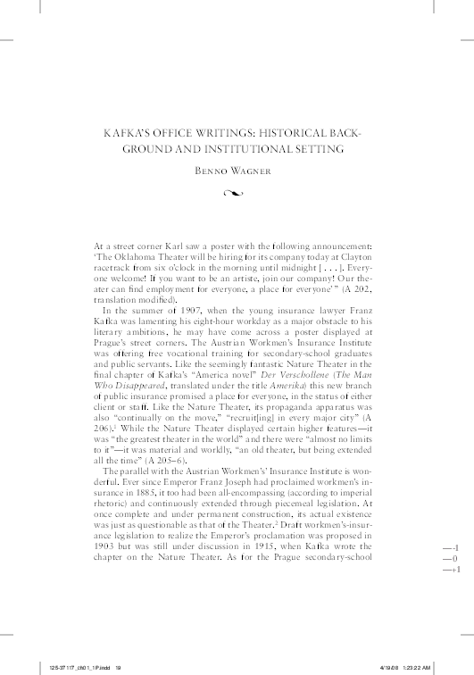 (PDF) Kafka’s Office Writings: Historical Background and Institutional ...