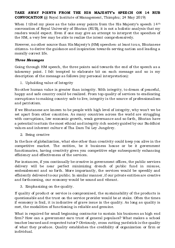 (DOC) TAKE AWAY POINTS FROM THE HIS MAJESTY's SPEECH ON 14 RUB ...