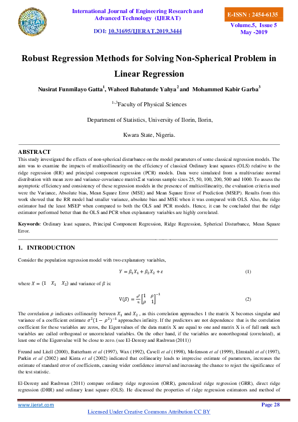 (PDF) Robust Regression Methods for Solving Non-Spherical Problem in ... (PDF) Robust Regression Methods for Solving Non-Spherical Problem in ...