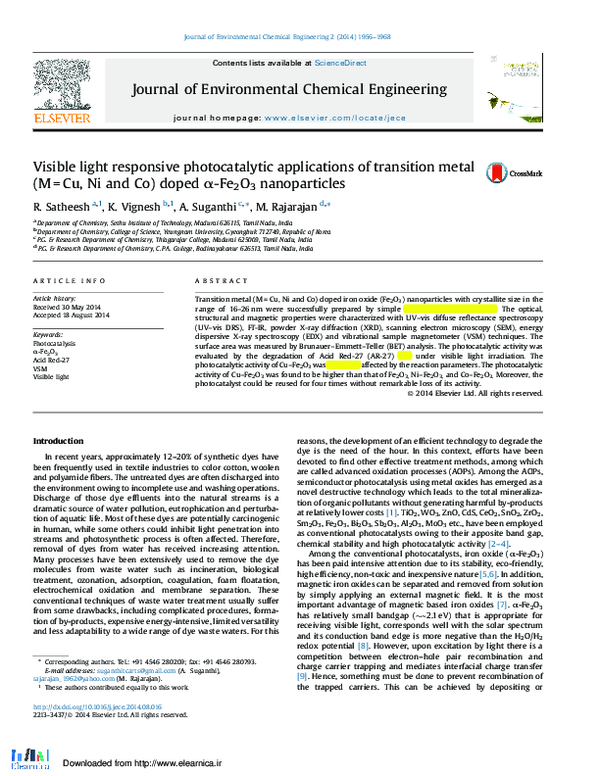 (PDF) Visible light responsive photocatalytic applications of ...