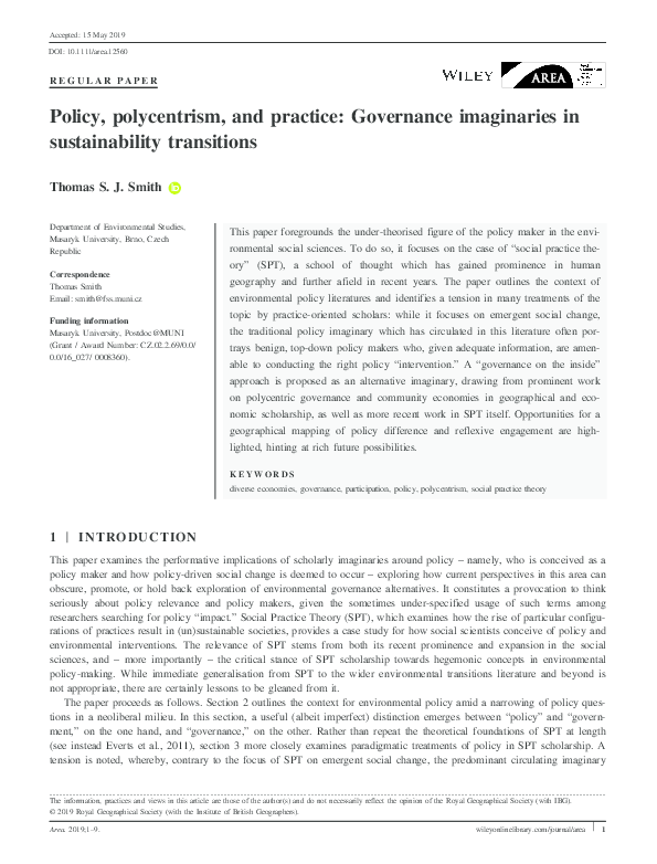 (PDF) Policy, polycentrism, and practice: Governance imaginaries in ...