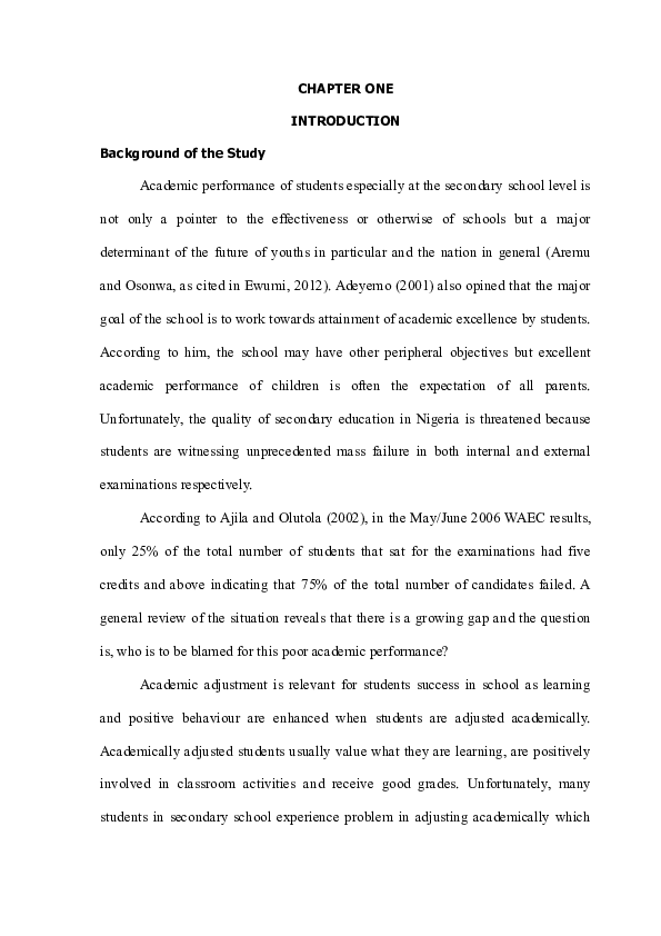 (DOC) CHAPTER ONE INTRODUCTION Background of the Study