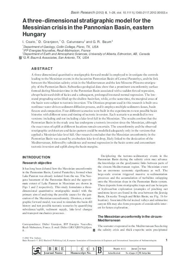 (PDF) A three-dimensional stratigraphic model for the Messinian crisis ...