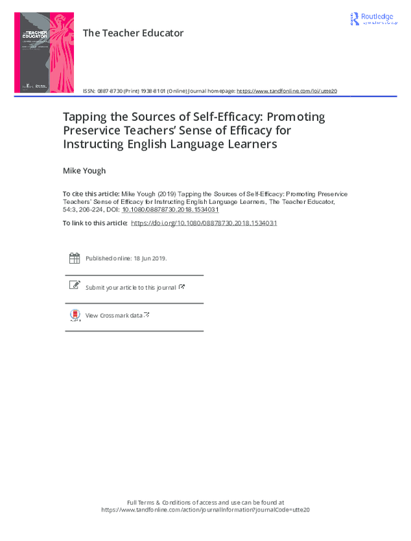 (PDF) Tapping the Sources of Self-Efficacy: Promoting Preservice Teachers' Sense of Efficacy for ...