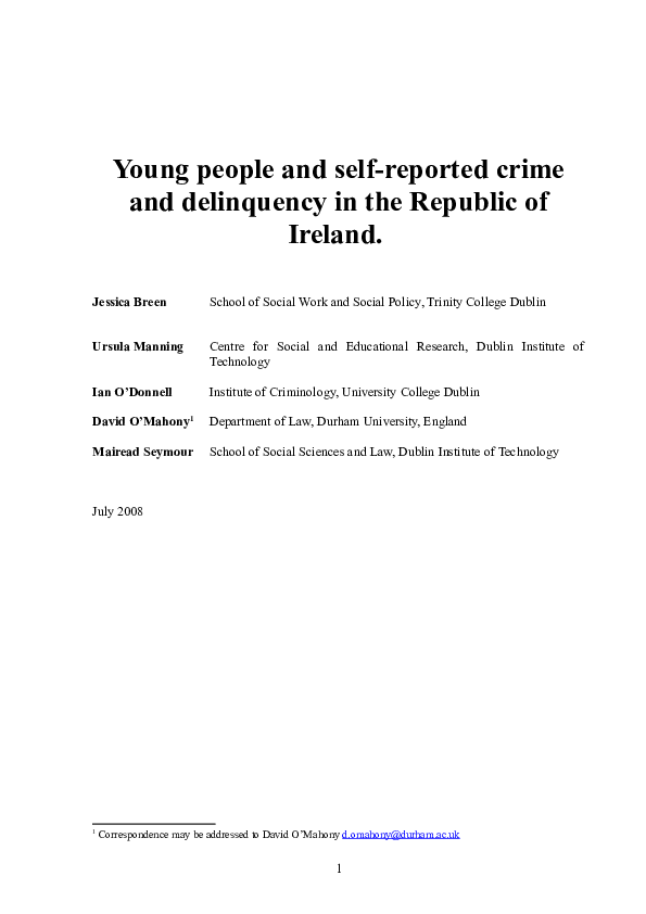 (DOC) Young people and self-reported crime and delinquency in the ...