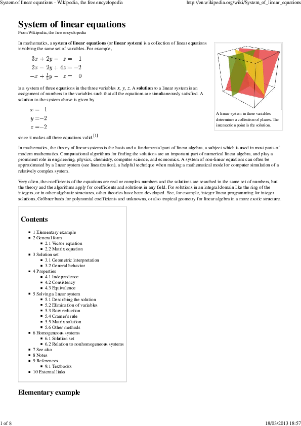 (PDF) System of linear equations