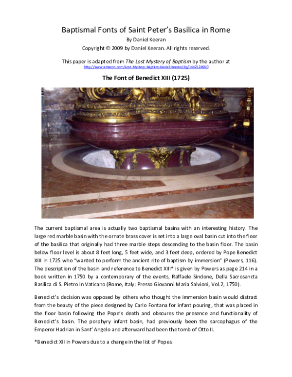 (PDF) Baptismal Fonts of Saint Peter's Basilica in Rome
