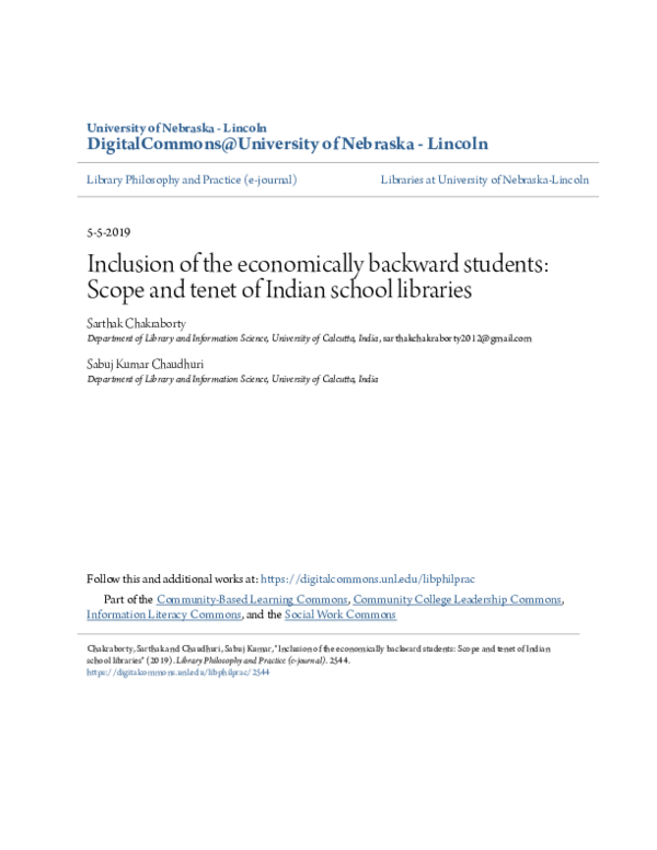 (PDF) Inclusion of the economically backward students: Scope and tenet ...