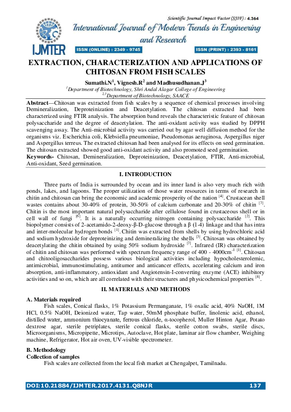 (PDF) EXTRACTION, CHARACTERIZATION AND APPLICATIONS OF CHITOSAN FROM ...