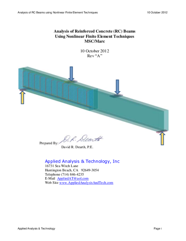 Pdf Analysis Of Rc Beams Using Nonlinear Finite Element Techniques Analysis Of Reinforced