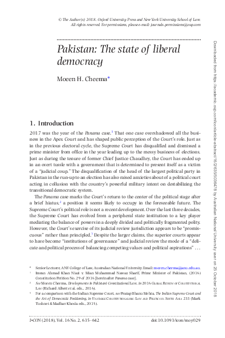 (PDF) Pakistan: The state of liberal democracy