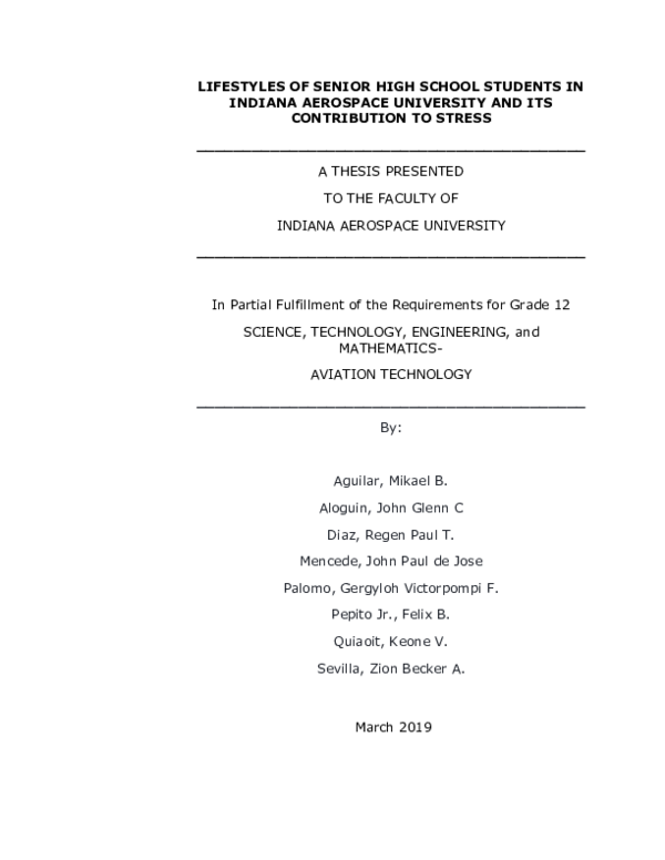 (DOC) LIFESTYLES OF SENIOR HIGH SCHOOL STUDENTS IN INDIANA AEROSPACE ...