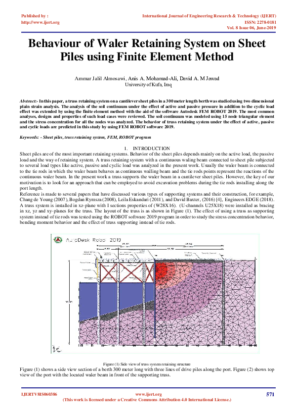 (PDF) IJERT-Behaviour of Waler Retaining System on Sheet Piles using Finite Element Method
