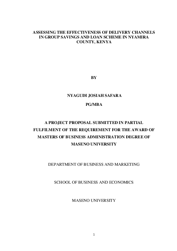 (DOC) MBA PROJECT PROPOSAL VILLAGE SAVINGS AND LOANING