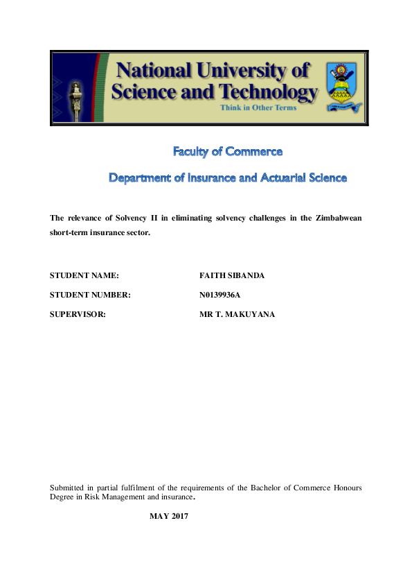 (PDF) FACULTY OF COMMERCE DEPARTMENT OF INSURANCE AND ACTURIAL SCIENCE ...