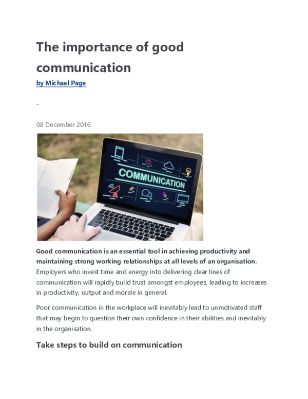 (DOC) The importance of good communication