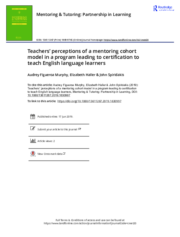 (PDF) Teachers' perceptions of a mentoring cohort model in a program ...