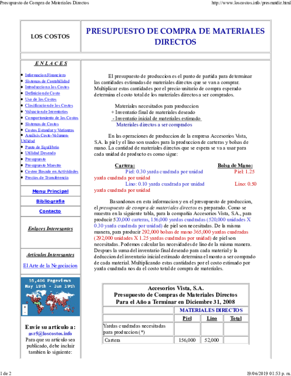 (PDF) LOS COSTOS PRESUPUESTO DE COMPRA DE MATERIALES DIRECTOS E N L A C E S