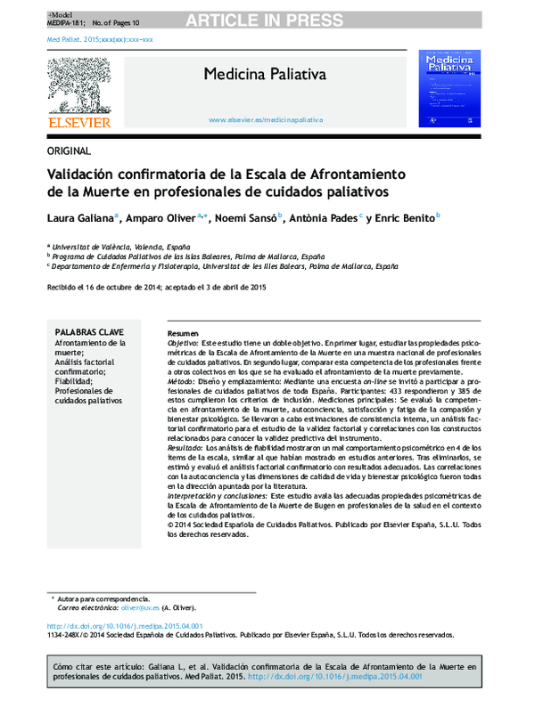 (PDF) Validación confirmatoria de la Escala de Afrontamiento de la ...