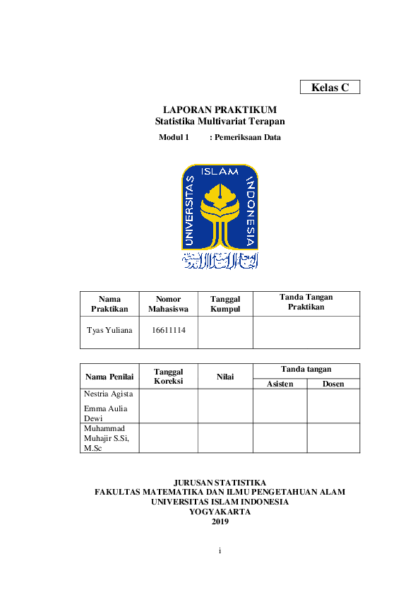 (PDF) LAPORAN PRAKTIKUM STATISTIKA MULTIVARIAT TERAPAN - 1