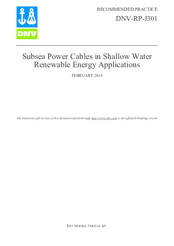 (PDF) RECOMMENDED PRACTICE DET NORSKE VERITAS AS Subsea Power Cables in ...