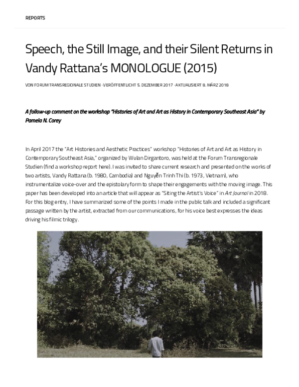 (PDF) Speech, the Still Image, and their Silent Returns in Vandy ...