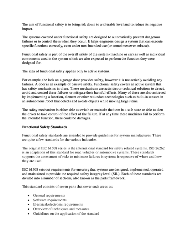 (DOC) Functional Safety Training Classes | Systems Engineering