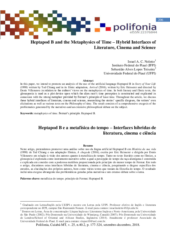 (PDF) Heptapod B and the Metaphysics of Time -Hybrid Interfaces of ...