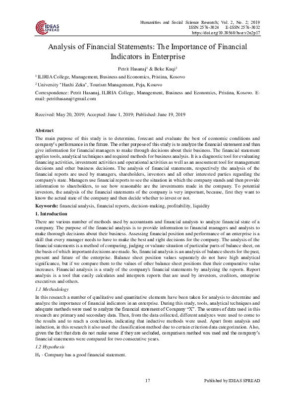 (DOC) Analysis of Financial Statements: The Importance of Financial ...
