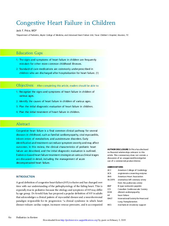 (PDF) Congestive Heart Failure in Children Education Gaps