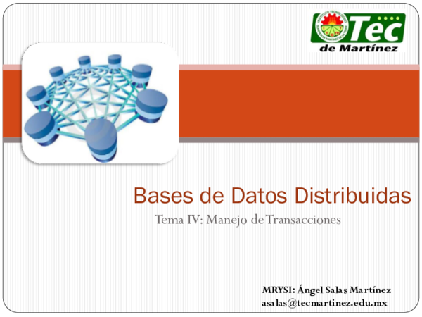 (PDF) Tema IV: Manejo de Transacciones Bases de Datos Distribuidas