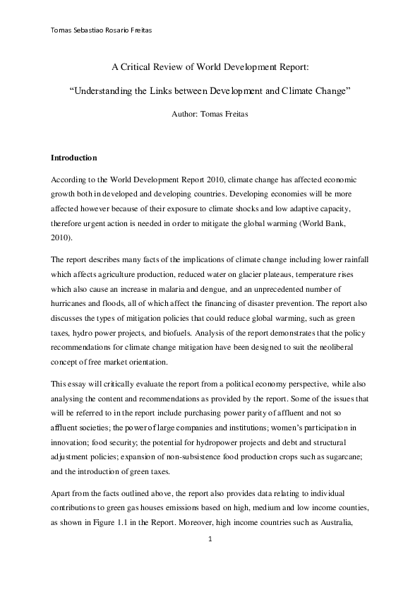 (PDF) A Critical Review of World Development Report: "Understanding the ...