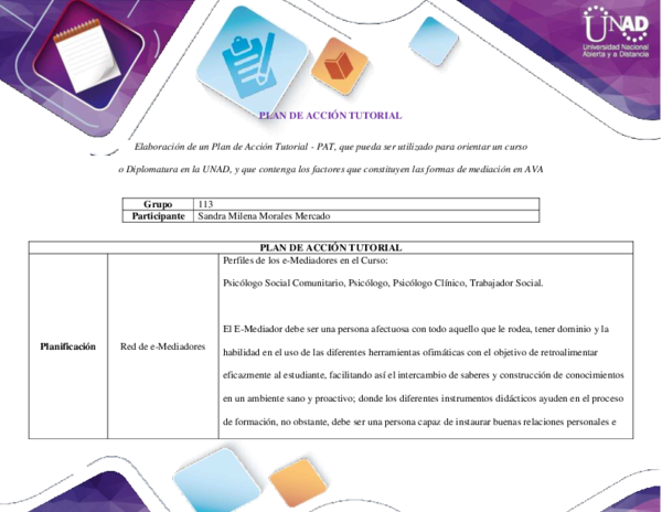(PDF) PLAN DE ACCIÓN TUTORIAL
