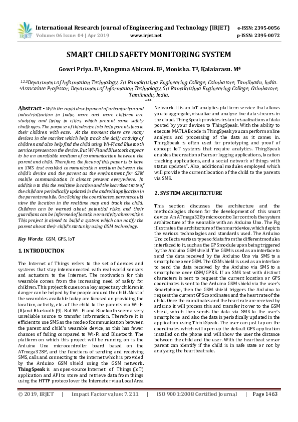 (PDF) IRJET- SMART CHILD SAFETY MONITORING SYSTEM