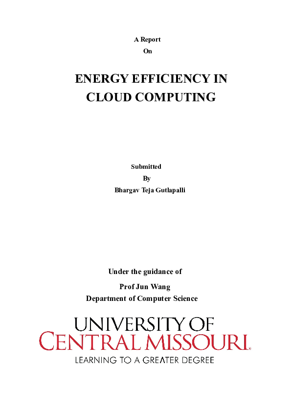 Doc Energy Efficiency In Cloud Computing