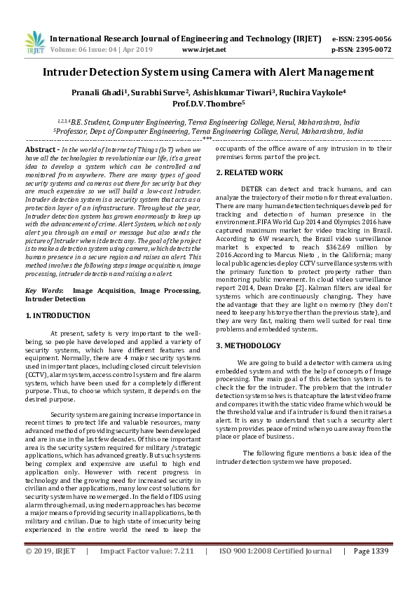 (PDF) Intruder Detection System using Camera with Alert Management ...
